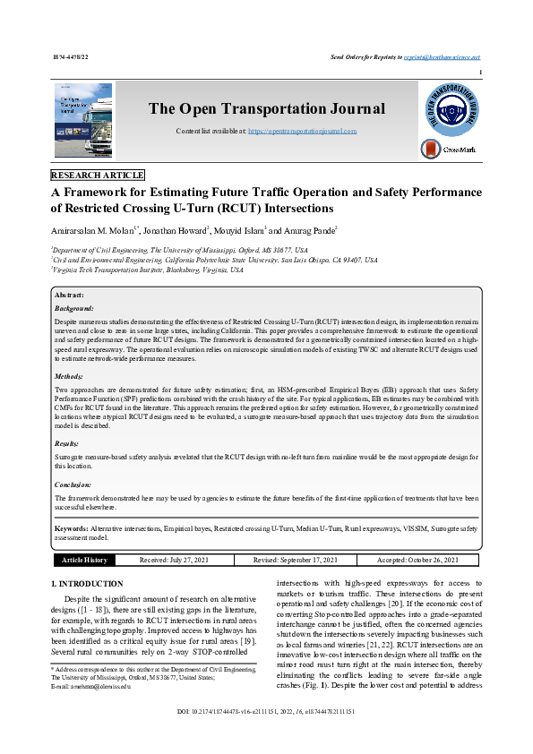 (PDF) A Framework for Estimating Future Traffic Operation and Safety ...