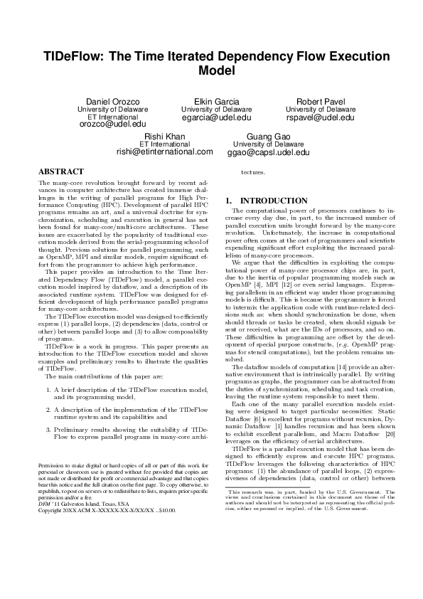 (PDF) TIDeFlow: The Time Iterated Dependency Flow Execution Model
