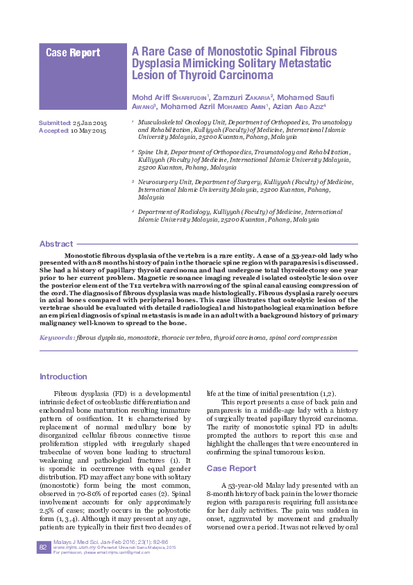 (PDF) A Rare Case of Monostotic Spinal Fibrous Dysplasia Mimicking ...