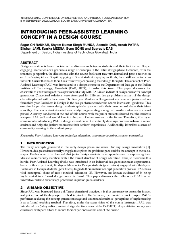 (PDF) Enhancing Design Education through Peer-Assisted Learning