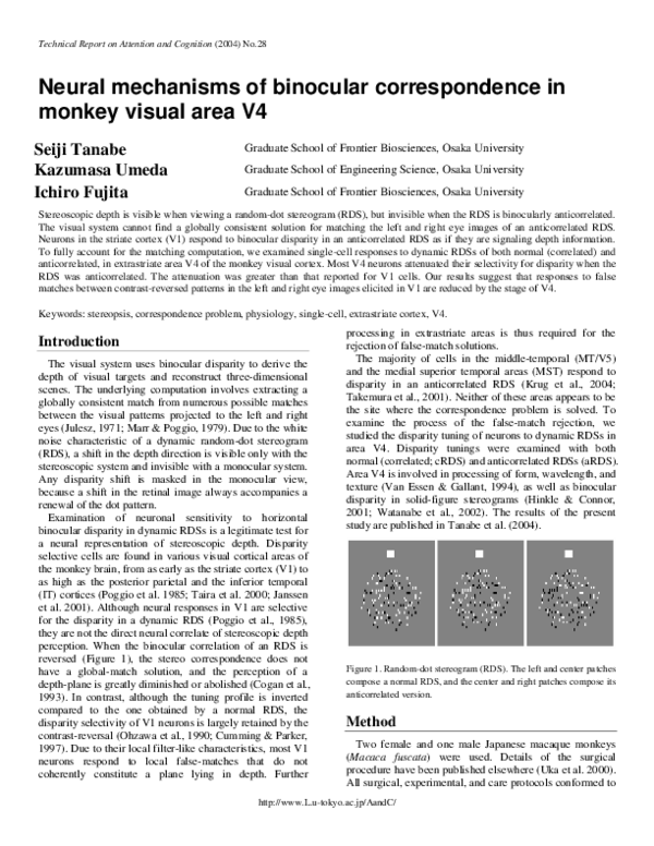 (PDF) Neural mechanisms of binocular correspondence in monkey visual ...