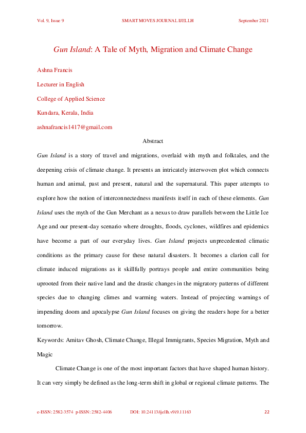 (PDF) Gun Island: A Tale of Myth, Migration and Climate Change