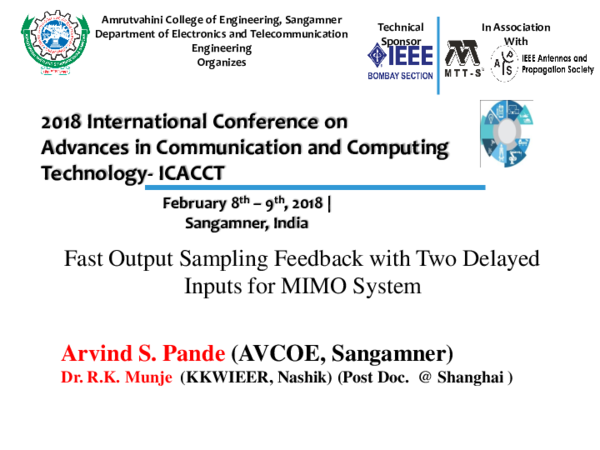 (PDF) PPT Fast Output Sampling Feedback with Two Delayed Inputs for MIMO System | Arvind S Pande ...