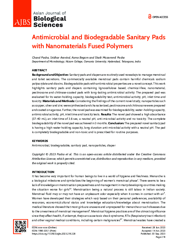 (PDF) Antimicrobial and Biodegradable Sanitary Pads with Nanomaterials ...