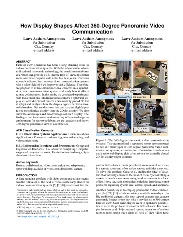 (PDF) How Display Shapes Affect 360-Degree Panoramic Video Communication