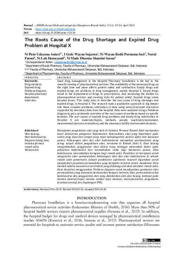 (PDF) Roots Cause of the Drug Shortage and Expired Drug Problem at ...