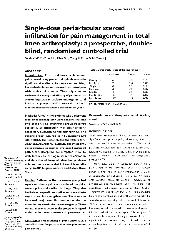 (PDF) Single-dose periarticular steroid infiltration for pain ...