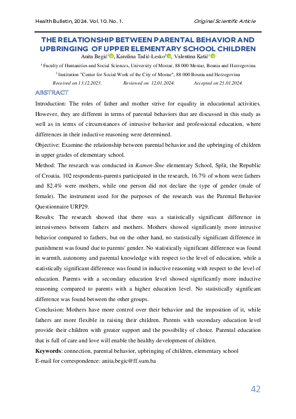 (PDF) The Relationship Between Parental Behavior and Upbringing of ...