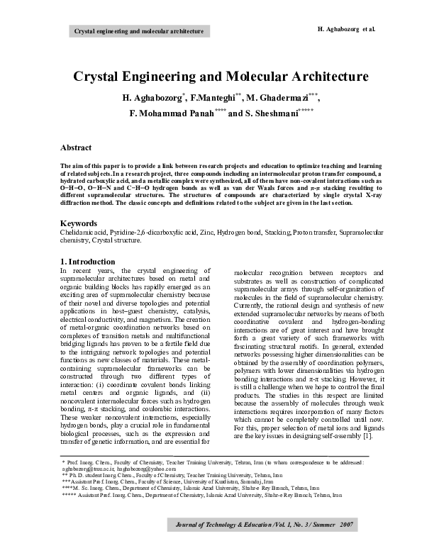 (PDF) Crystal Engineering and Molecular Architecture