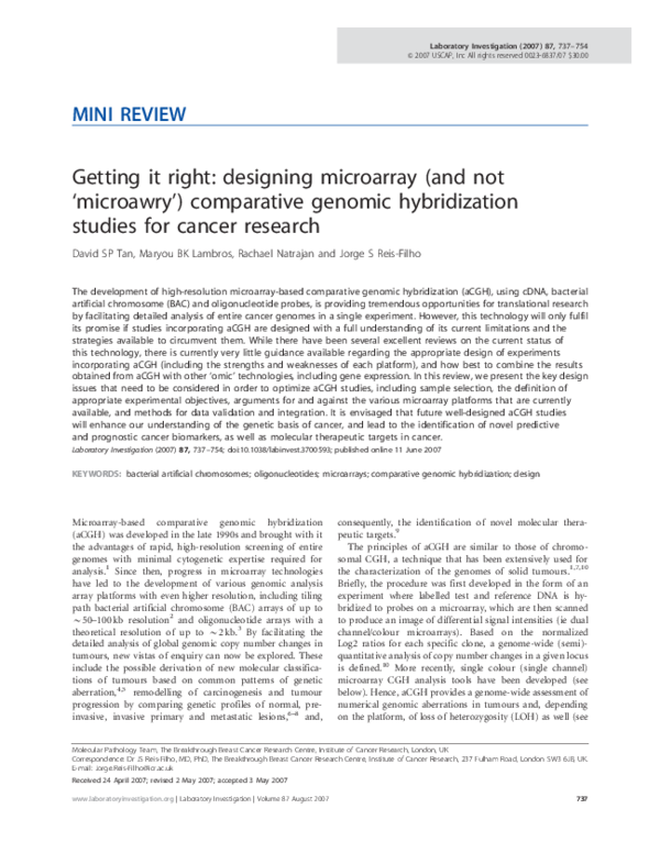 (PDF) Getting it right: designing microarray (and not ‘microawry ...