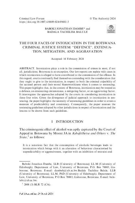 (PDF) The Four Faces of Intoxication in the Botswana Criminal Justice ...