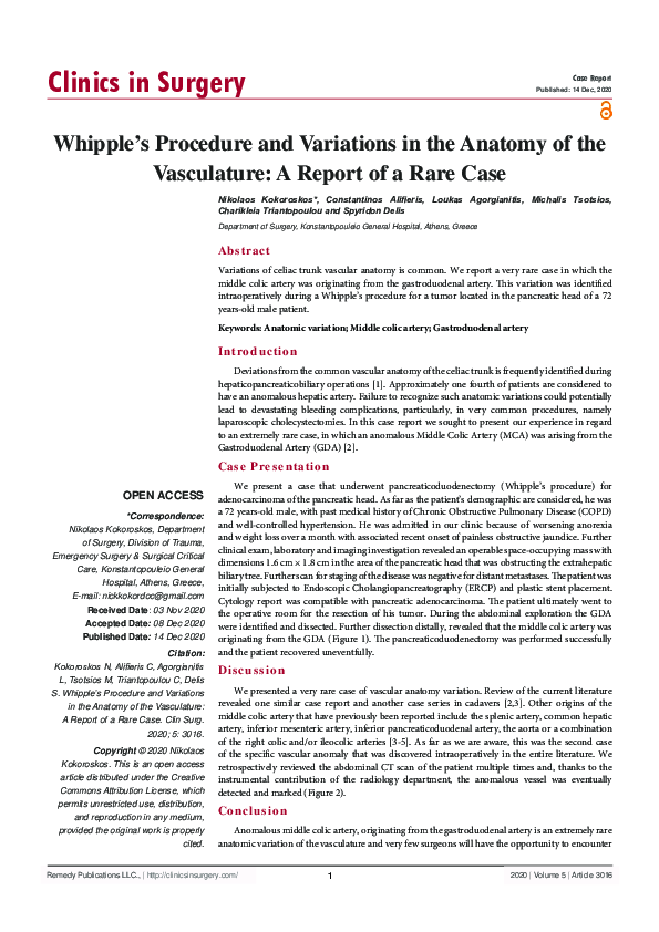 (PDF) Whipple's Procedure and Variations in the Anatomy of the ...