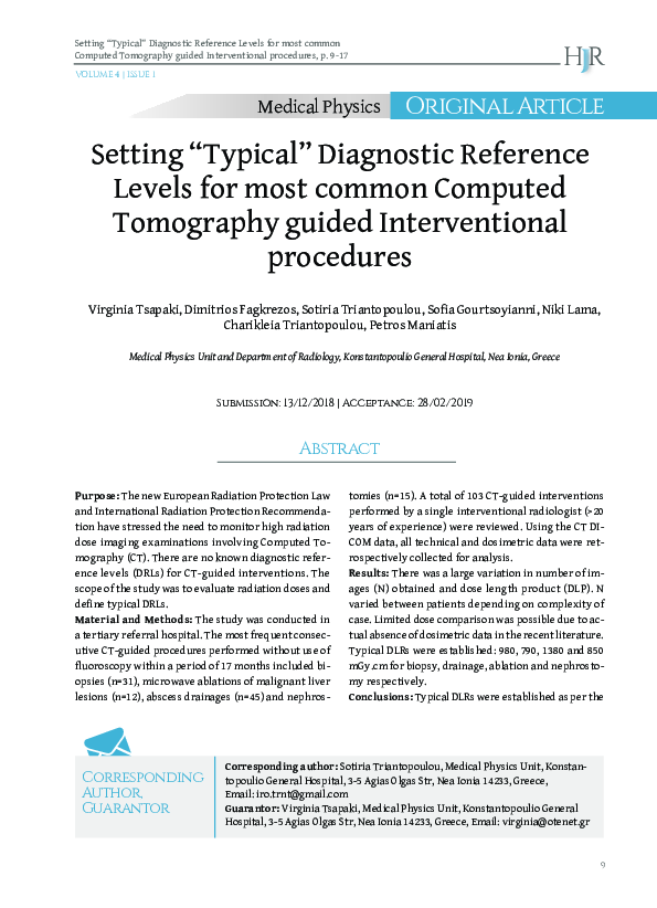(PDF) Setting “Typical” Diagnostic Reference Levels for most common ...