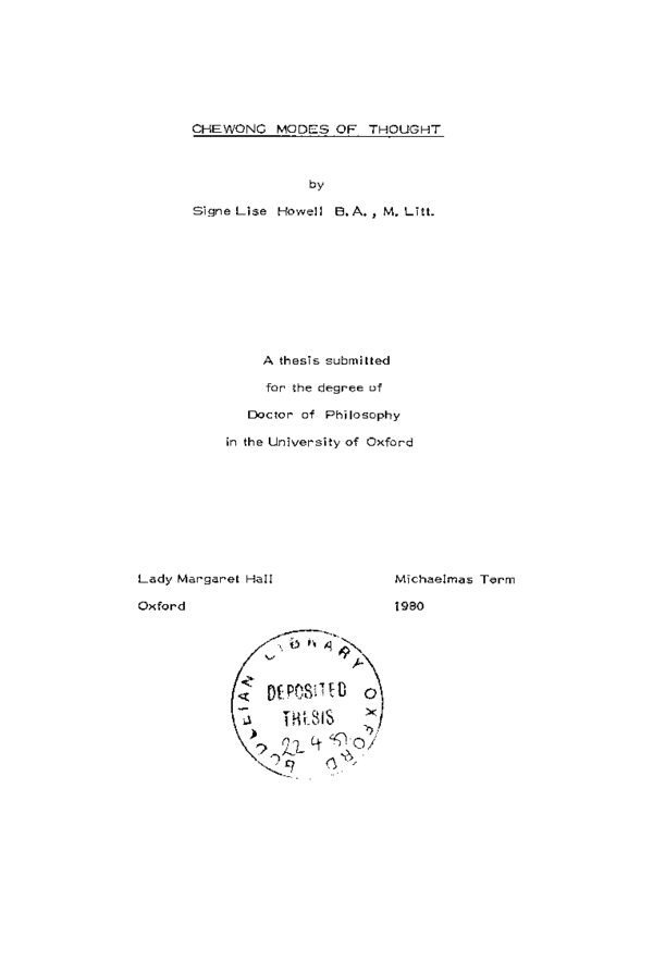 (PDF) Chewong modes of thought