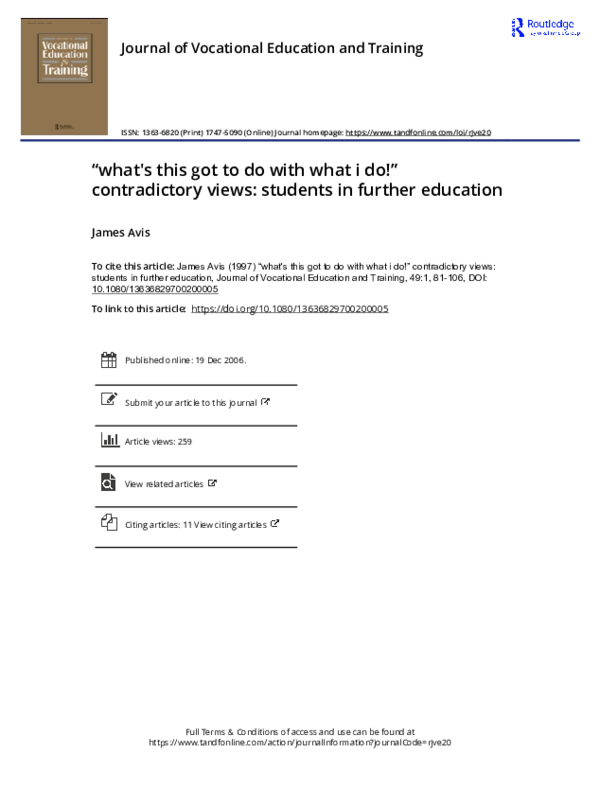 “What's This Got to Do with What I Do!” Contradictory Views: Students ...