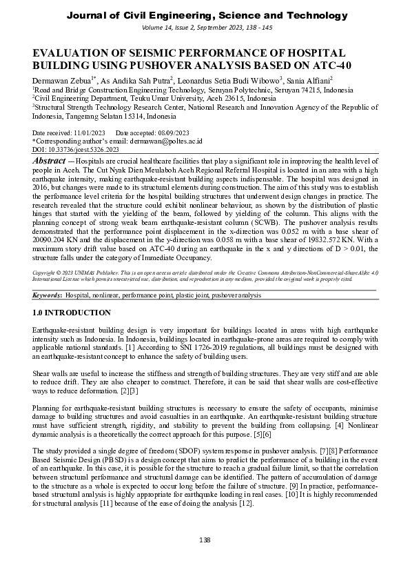 (PDF) Evaluation of Seismic Performance of Hospital Building Using ...