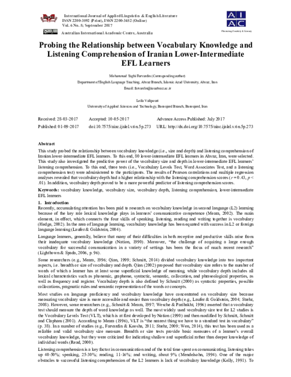 (PDF) Probing the Relationship between Vocabulary Knowledge and ...
