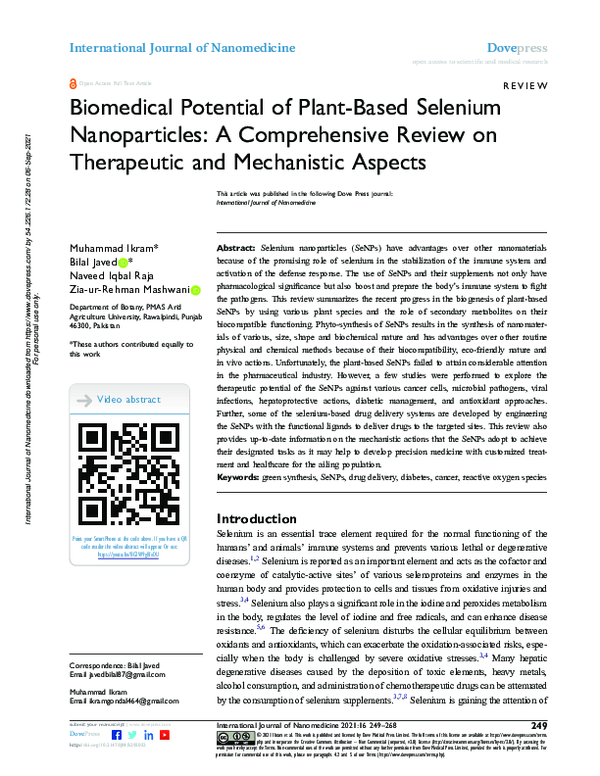 (PDF) Biomedical Potential of Plant-Based Selenium Nanoparticles: A Comprehensive Review on ...