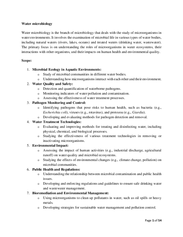 (PDF) Water microbiology
