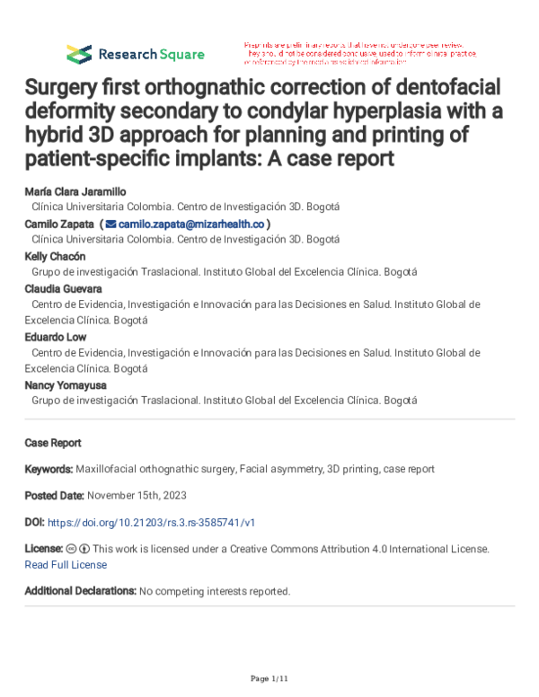 (PDF) Surgery first orthognathic correction of dentofacial deformity ...