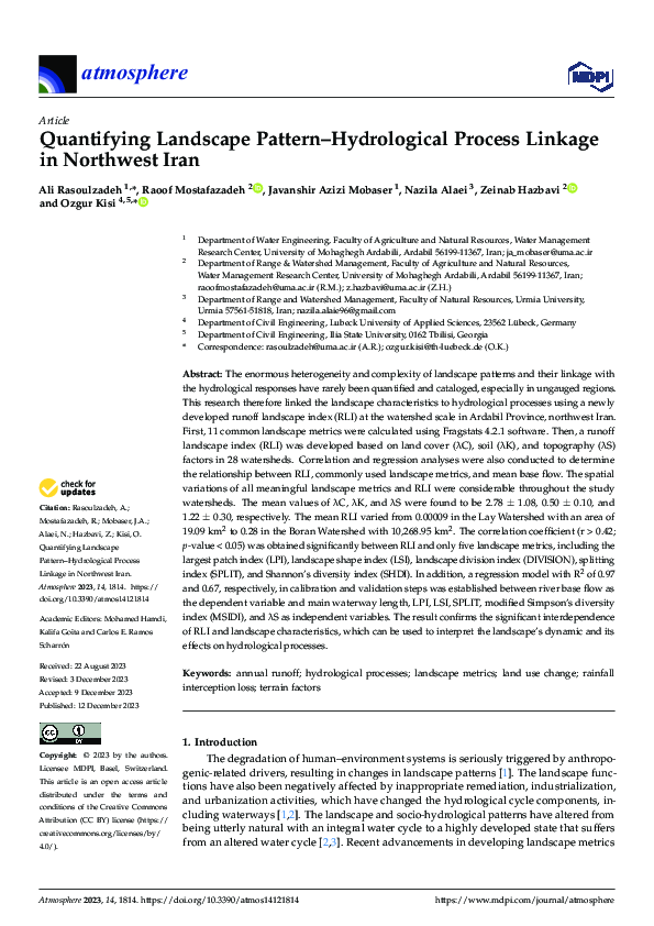 (PDF) Quantifying Landscape Pattern–Hydrological Process Linkage in Northwest Iran