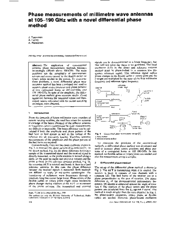 (PDF) Phase measurements of millimetre wave antennas at 105–190 GHz ...