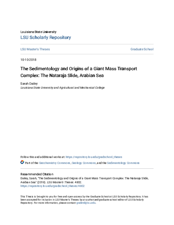 (PDF) The Sedimentology and Origins of a Giant Mass Transport Complex ...