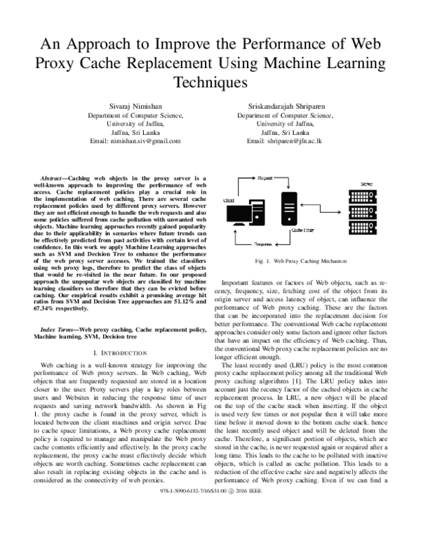 (PDF) An approach to improve the performance of web proxy cache replacement using machine ...