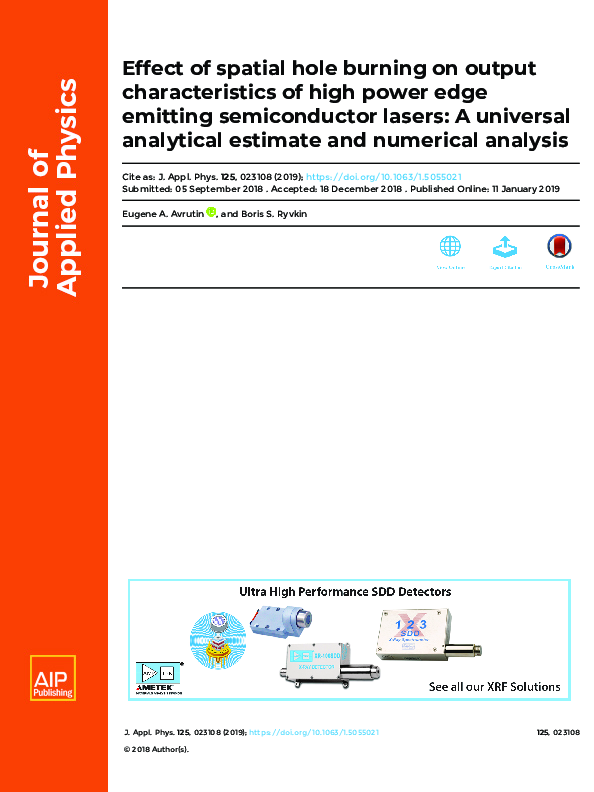 (PDF) Effect of spatial hole burning on output characteristics of high ...
