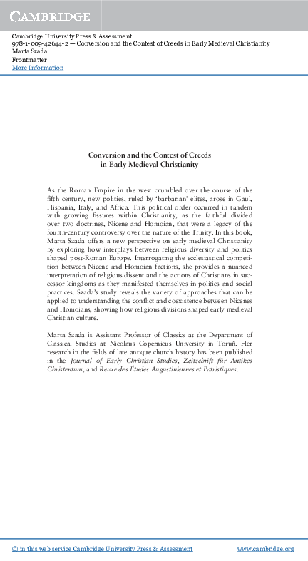 (PDF) Conversion and the Contest of Creeds in Early Medieval Christianity