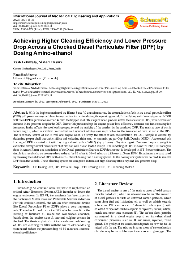 (PDF) Achieving Higher Cleaning Efficiency and Lower Pressure Drop ...