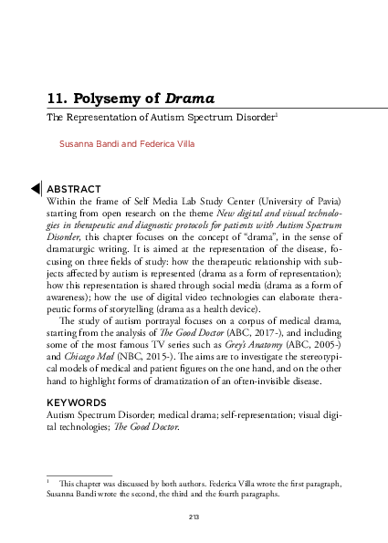 (PDF) Polysemy of Drama: The Representation of Autism Spectrum Disorder