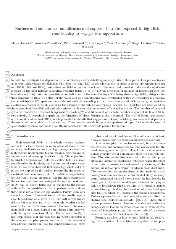 (PDF) Surface and sub-surface modifications of copper electrodes ...