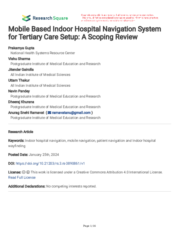 (PDF) Mobile Based Indoor Hospital Navigation System for Tertiary Care ...