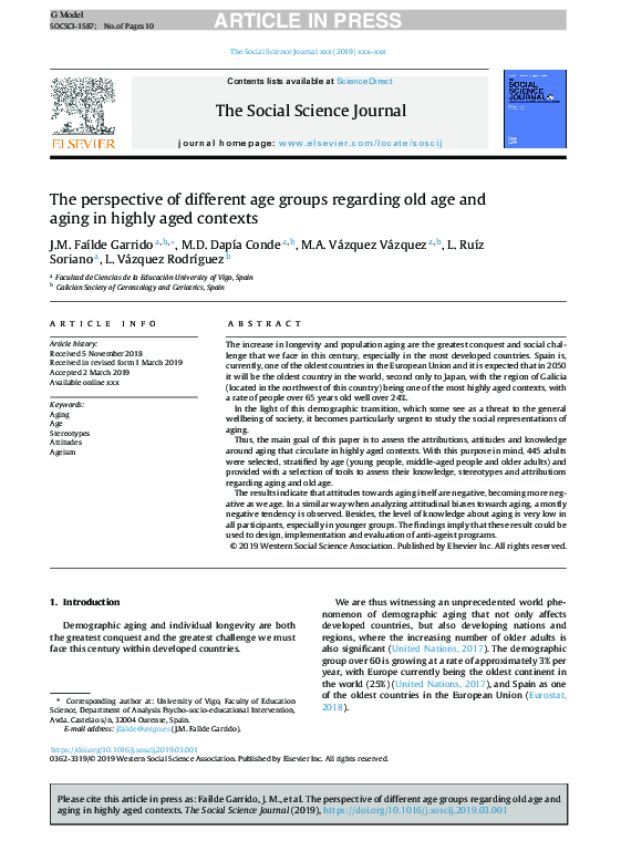 (PDF) The perspective of different age groups regarding old age and ...