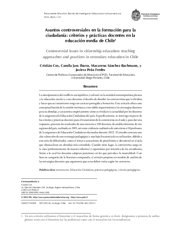 (PDF) Asuntos controversiales en la formación para la ciudadanía ...