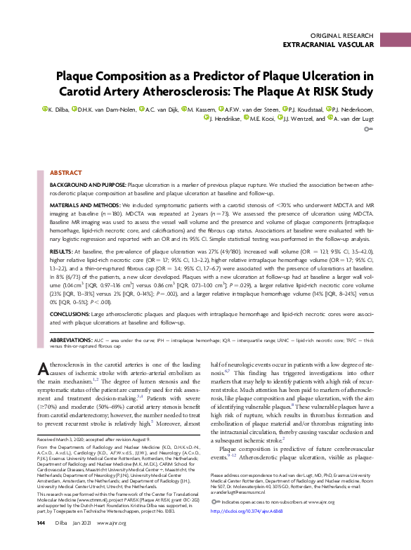 (PDF) Plaque Composition as a Predictor of Plaque Ulceration in Carotid ...