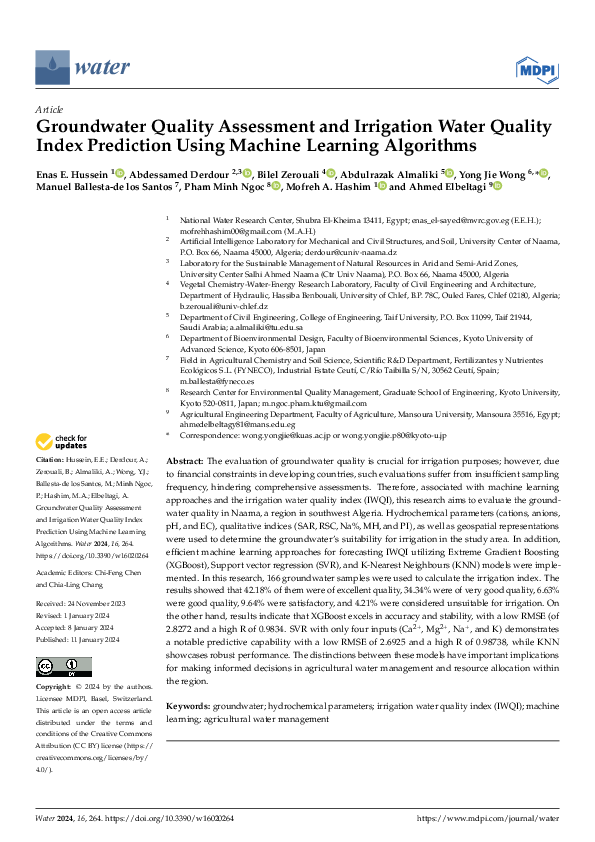 (PDF) Groundwater Quality Assessment and Irrigation Water Quality Index Prediction Using Machine ...
