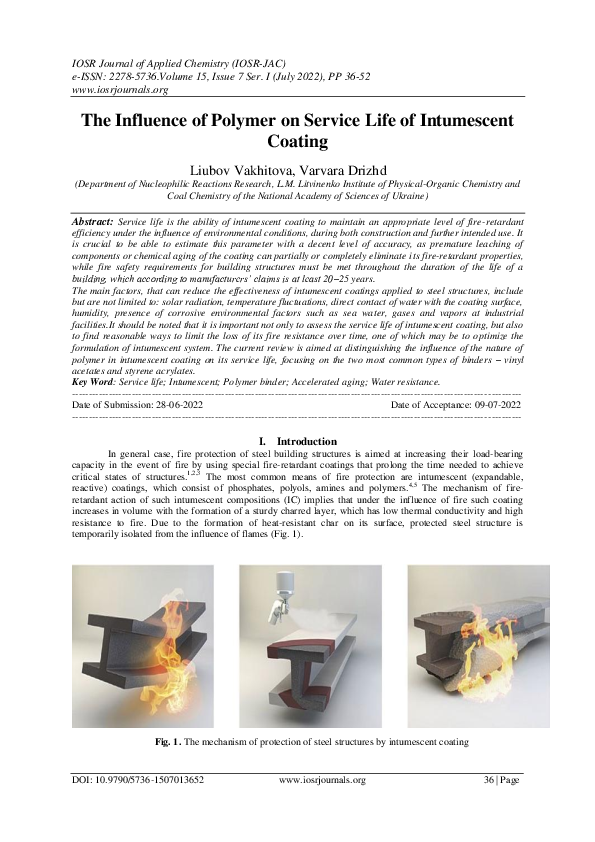 (PDF) The Influence of Polymer on Service Life of Intumescent Coating