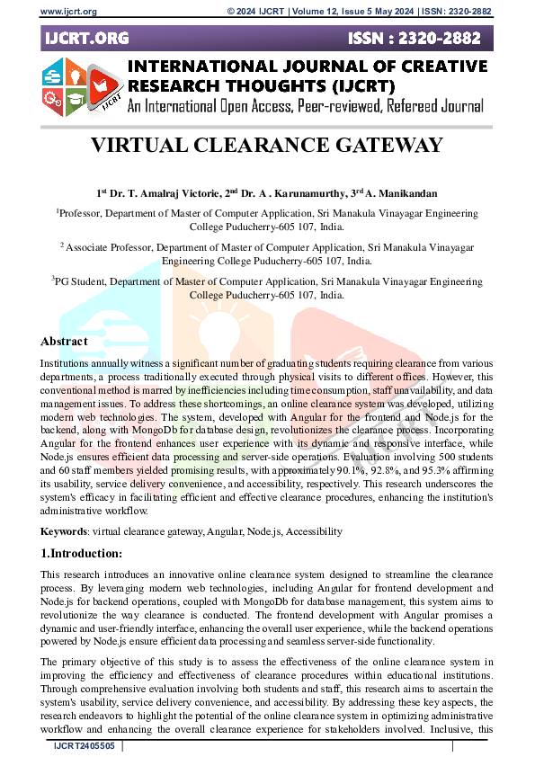 (PDF) VIRTUAL CLEARANCE GATEWAY 1st Dr.
