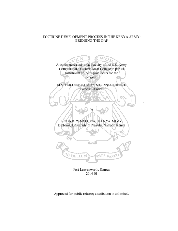 (PDF) Doctrine Development Process in the Kenya Army: Bridging the Gap