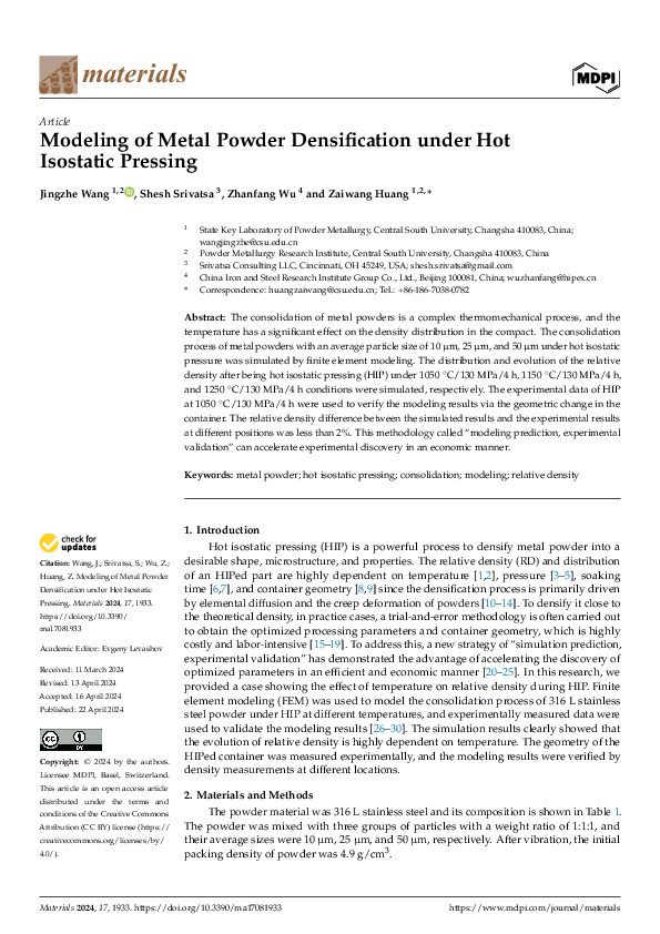 (PDF) Modeling Metal Powder Densification in HIP