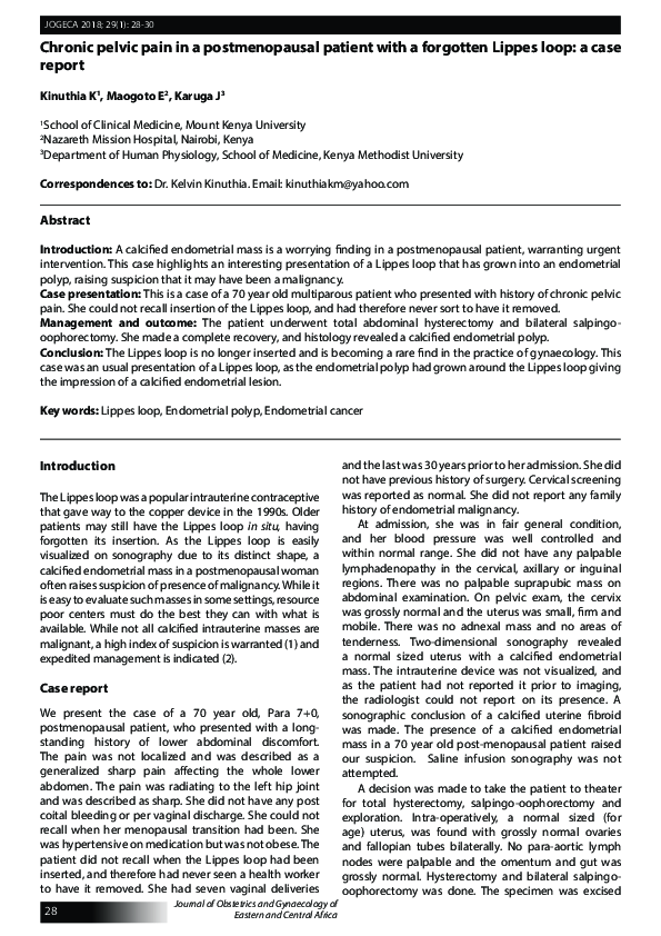 (PDF) Chronic pelvic pain in a postmenopausal patient with a forgotten ...