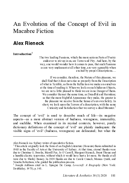 (PDF) An Evolution of the Concept of Evil in Macabre Fiction