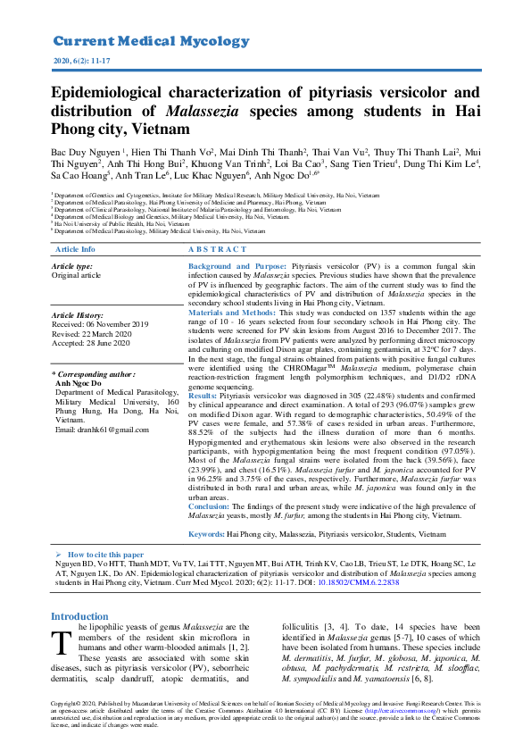 (PDF) Epidemiological characterization of pityriasis versicolor and ...