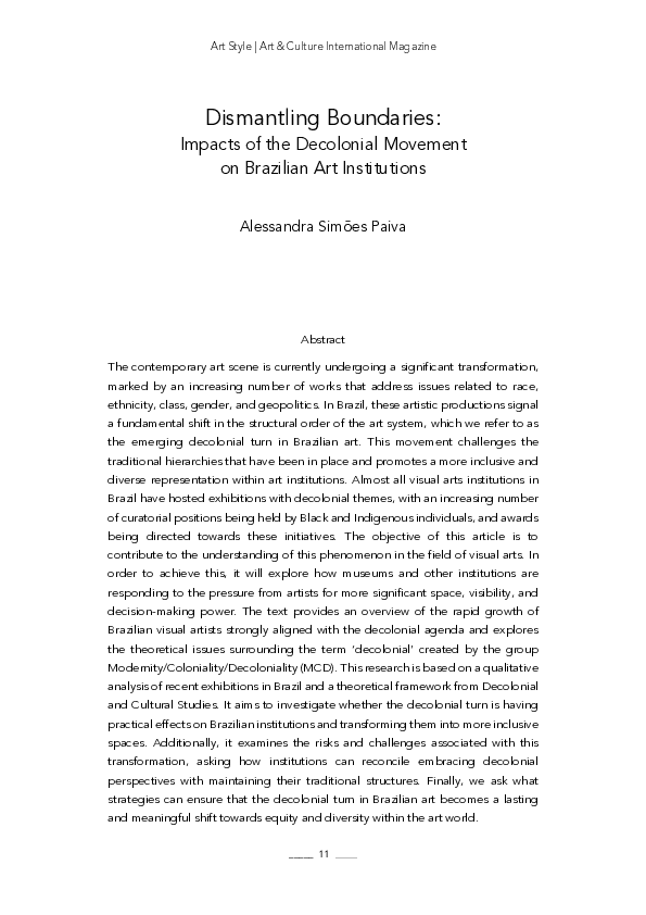 (PDF) Dismantling Boundaries: Impacts of the Decolonial Movement on ...