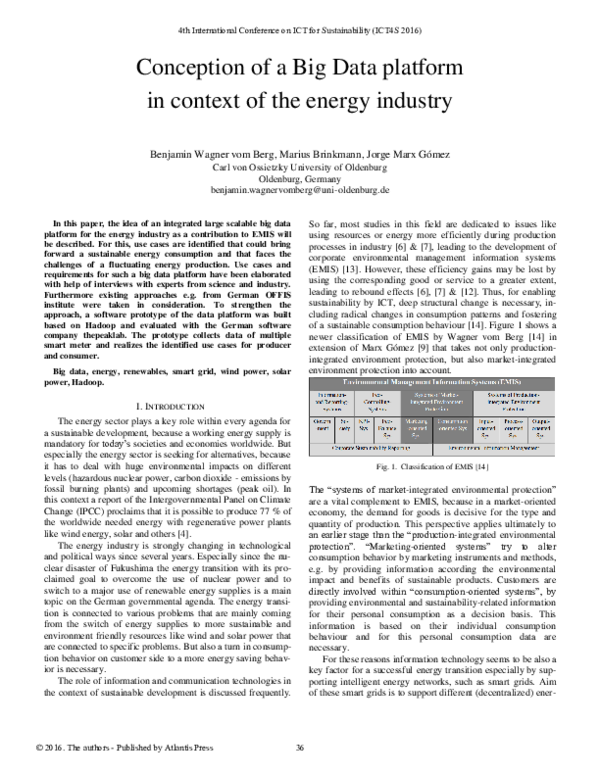 Pdf Conception Of A Big Data Platform In Context Of The Energy Industry
