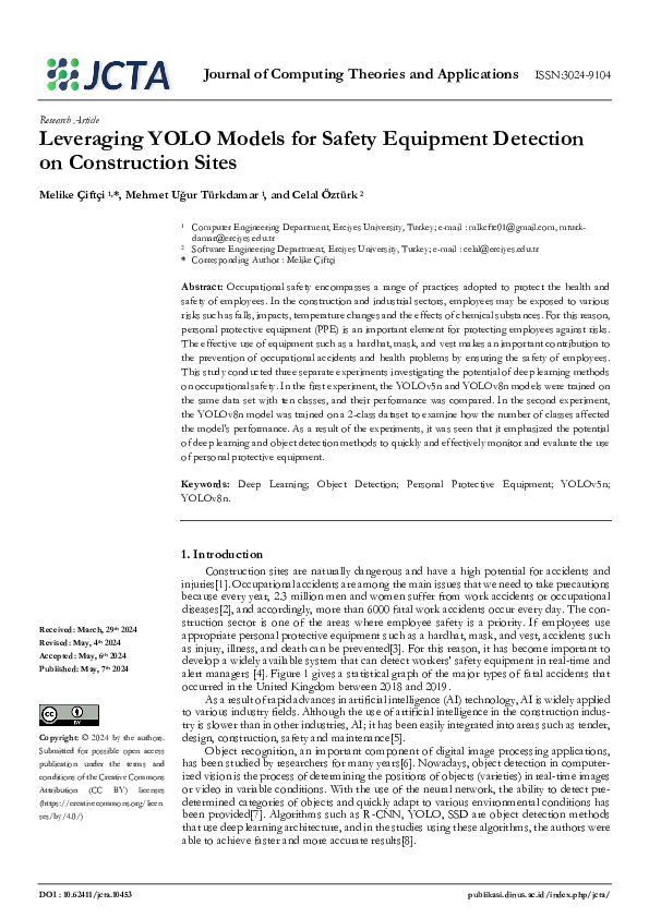 (PDF) Leveraging YOLO Models for Safety Equipment Detection on ...