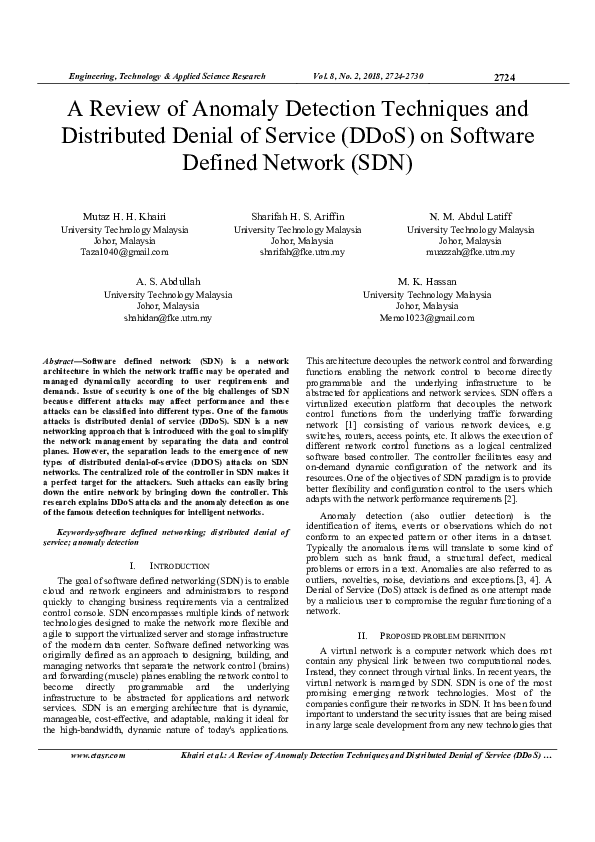 (PDF) A Review of Anomaly Detection Techniques and Distributed Denial of Service (DDoS) on ...