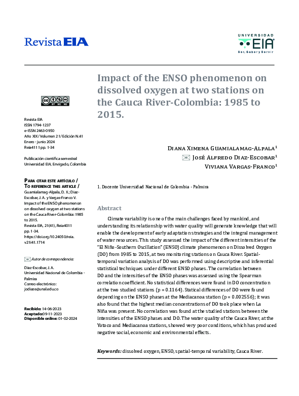 (PDF) Impact of the ENSO phenomenon on dissolved oxygen at two stations ...